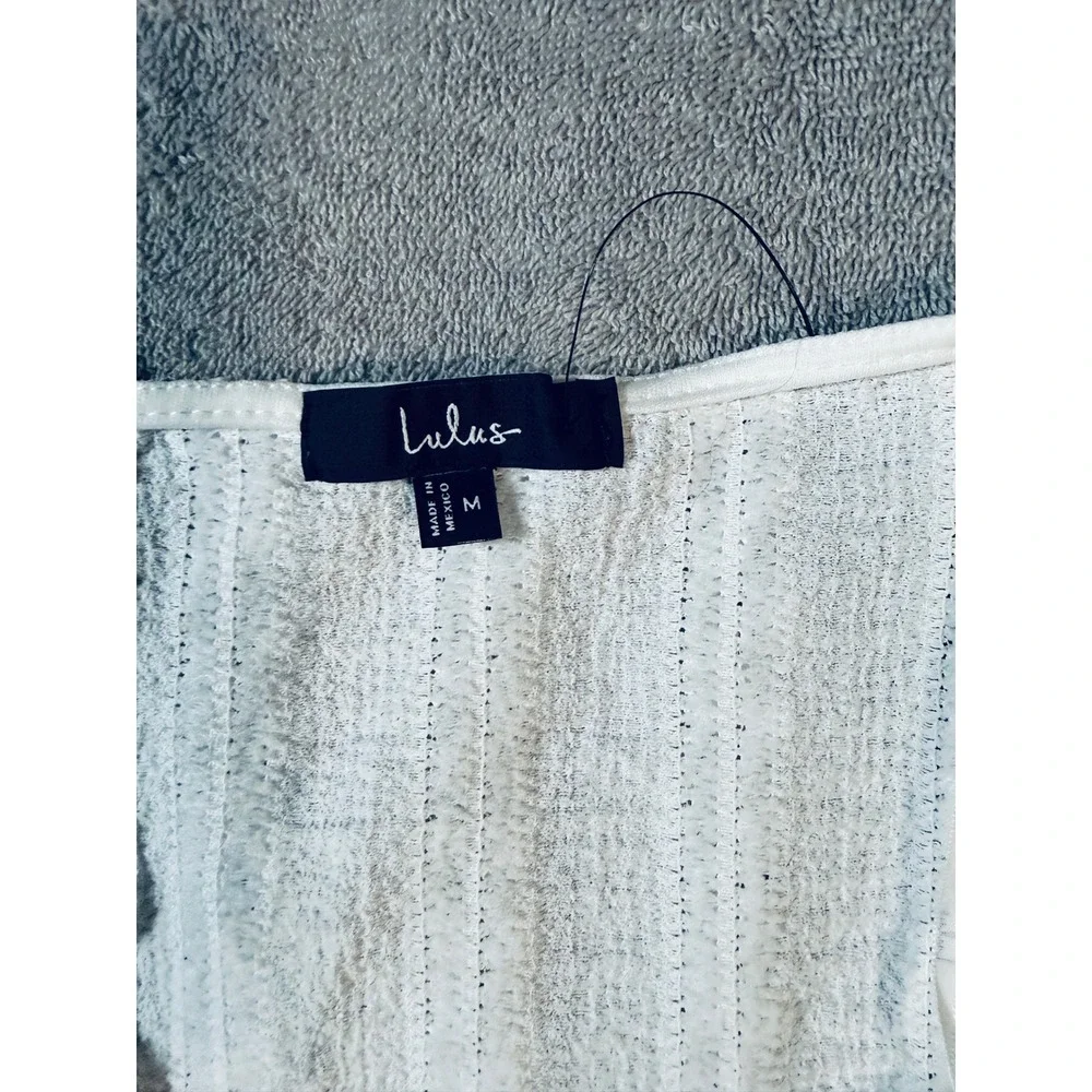 Lulus | Tops | Nwt Lulus Size Medium Estela Ivory Ruffled Puff Sleeve ...